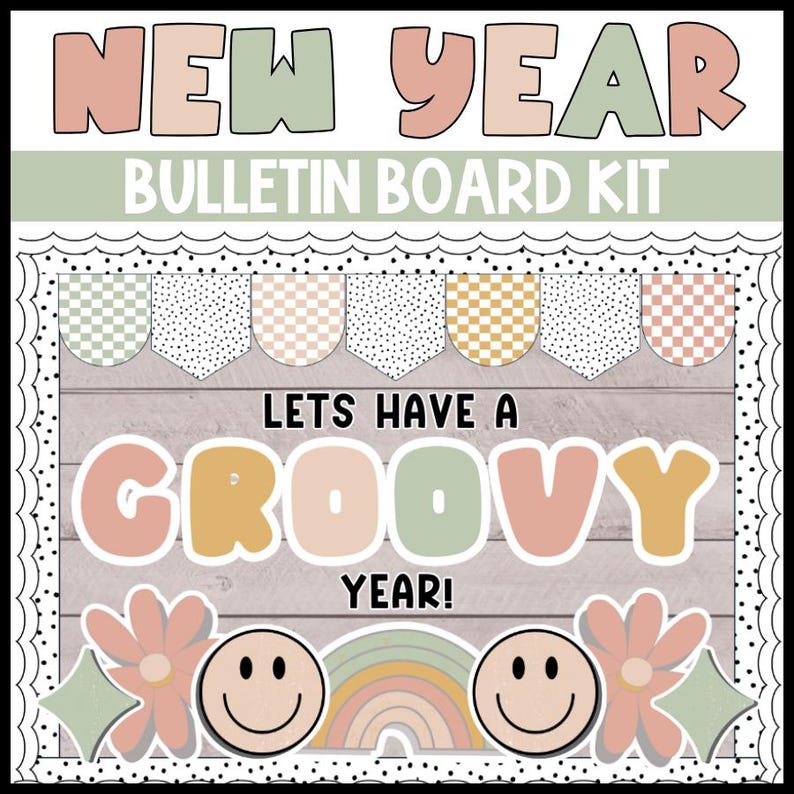 Back to School Bulletin Board Kit | Neutral | Groovy | Welcome ...