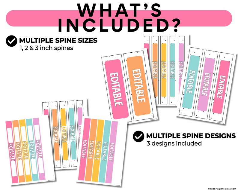 Classroom Binder Covers Template | Vibrant Vibes Decor | Editable ...