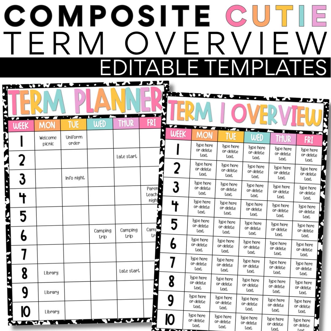 Term Overview Planner Template | Composition Cuties | Editable ...