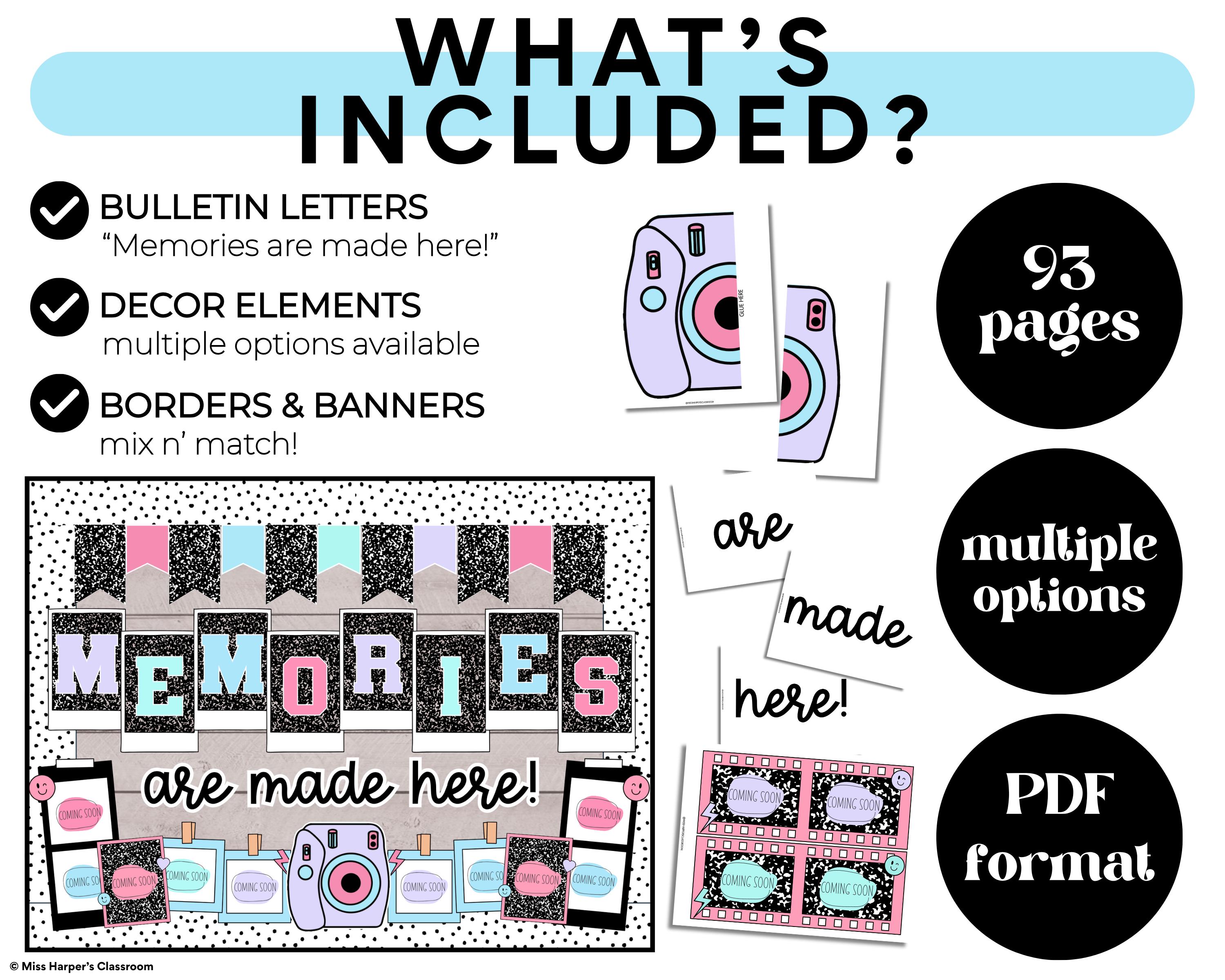Back to School Bulletin Board Kit | Memories Are Made Here | Pastel ...