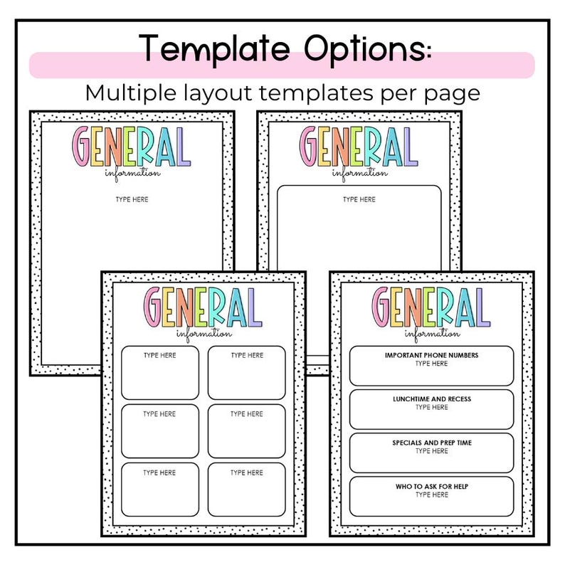 Substitute Binder Template | Spotty Rainbow | Editable | Classroom ...