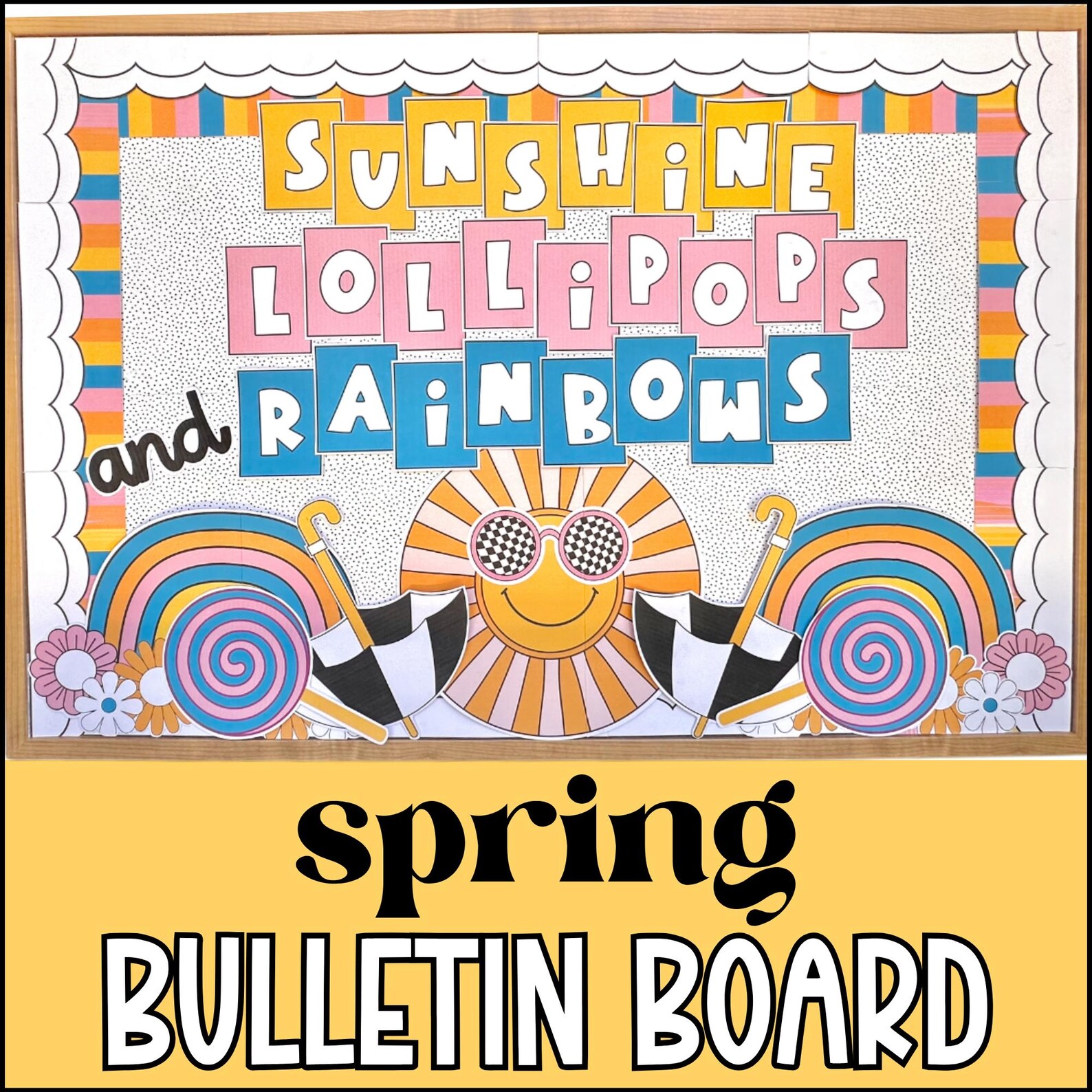 Spring Season Bulletin Board Kit | Sunshine Lollipops & Rainbows ...