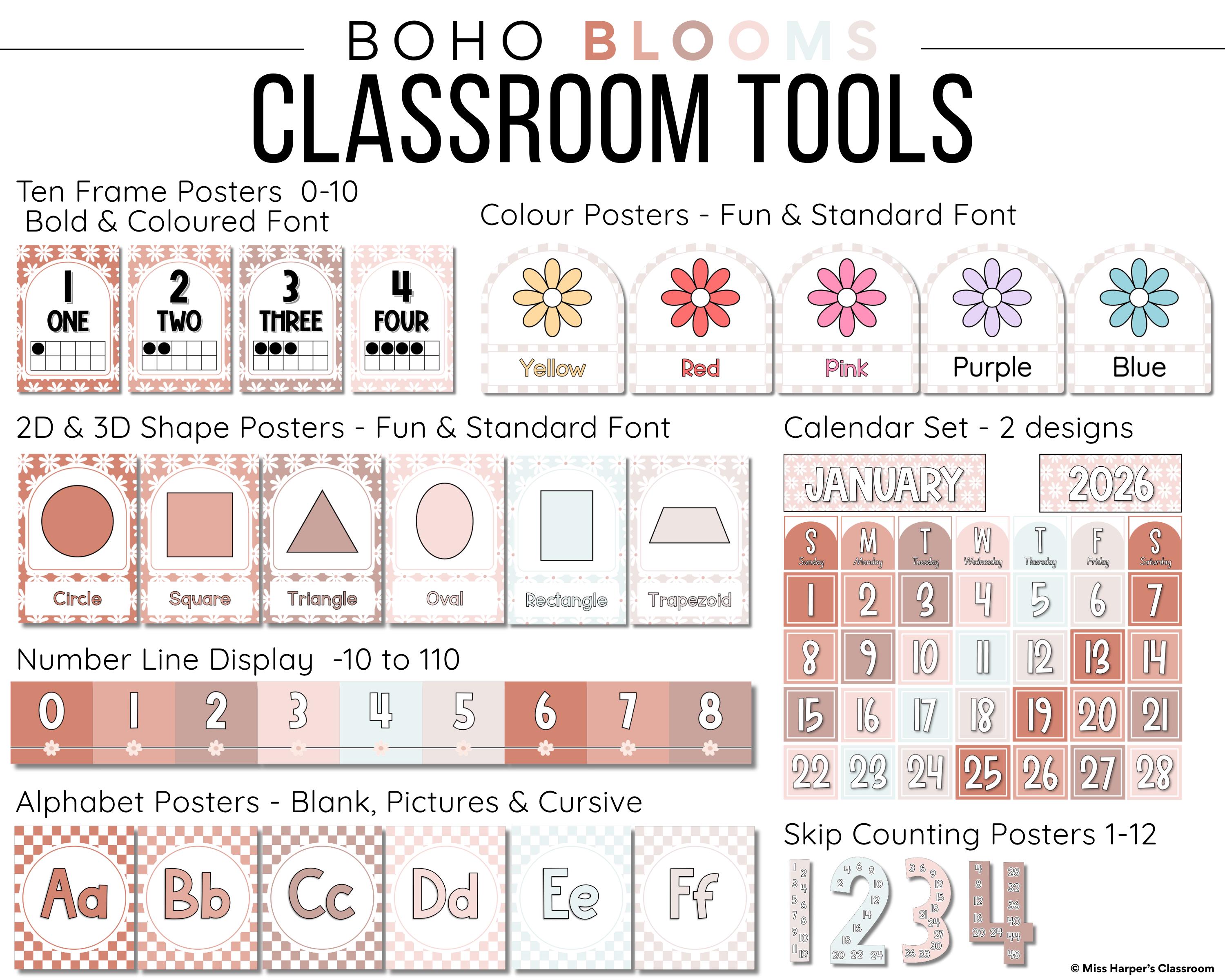Boho Blooms Classroom Decor Bundle | Elementary Neutral Daisy Classroom ...