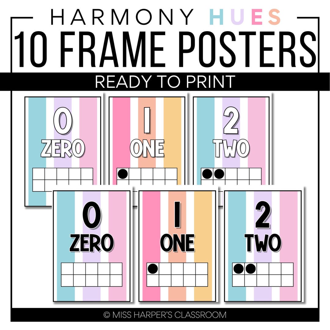 Ten Frame Posters | Pastel Classroom Math Decor (digital Download) - Etsy