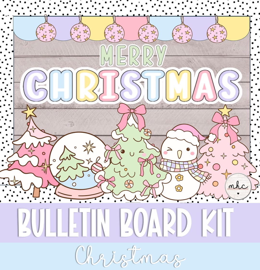 Christmas Bulletin Board Kit Cute Pastel Seasonal Classroom Decor - Etsy