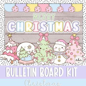 Christmas Bulletin Board Kit Cute Pastel Seasonal Classroom Decor - Etsy
