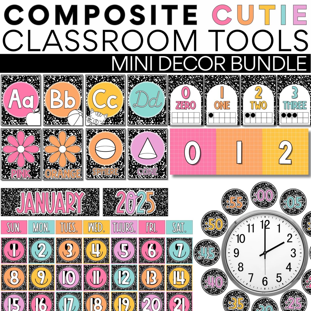 Composite Cutie Mini Classroom Decor Bundle | Composition Notebook ...