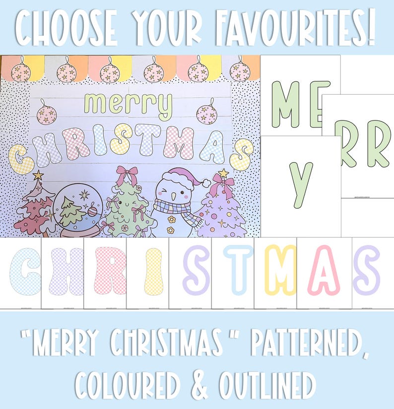 Christmas Bulletin Board Kit | Cute Pastel | Seasonal Classroom Decor ...