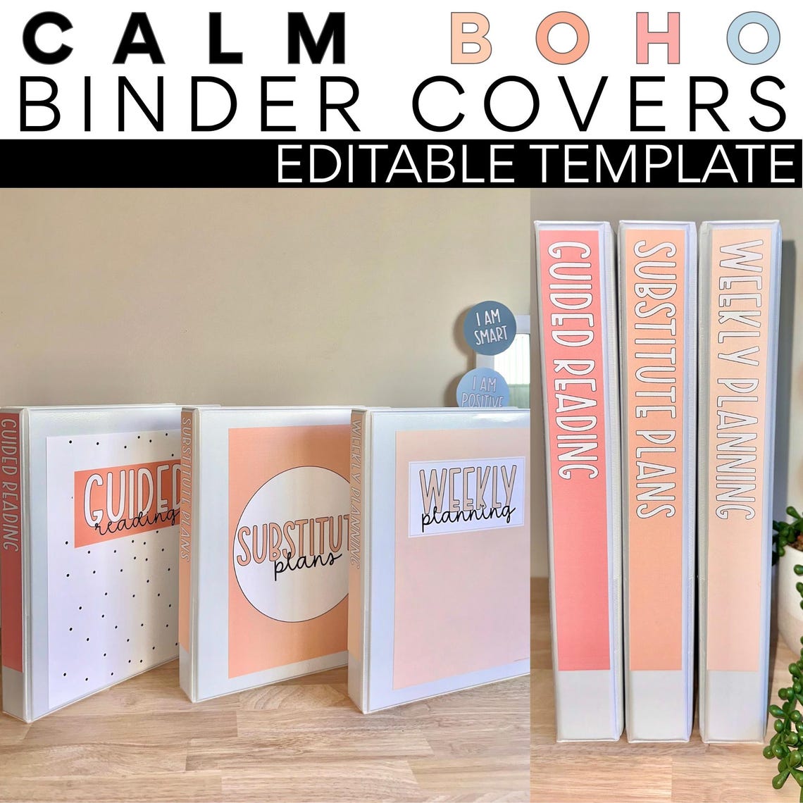 Classroom Binder Covers Template | Calm Boho Decor | Editable ...