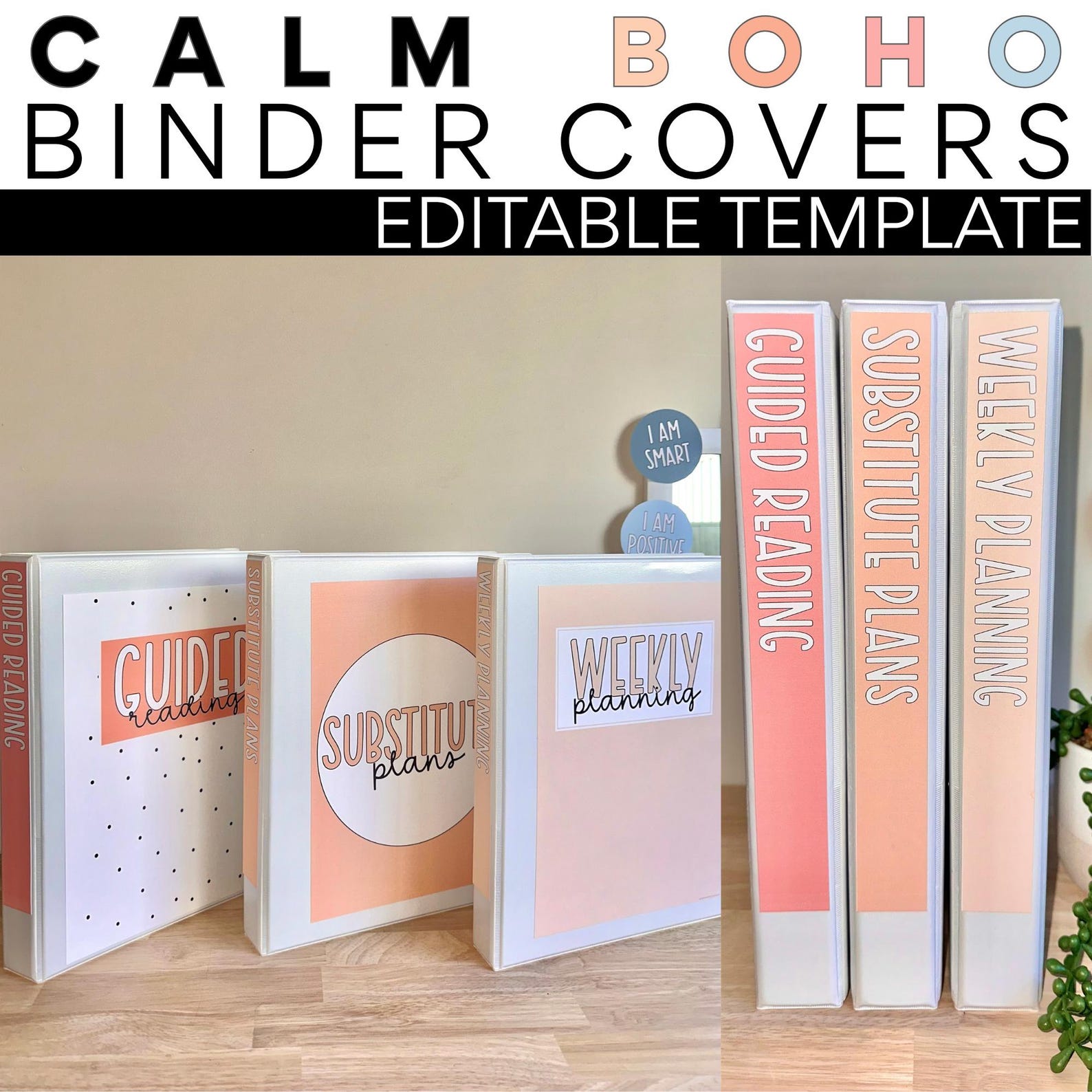 Classroom Binder Covers Template | Calm Boho Decor | Editable ...