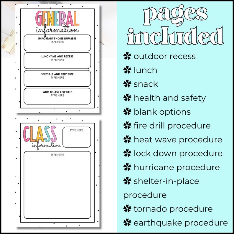 Substitute Binder Template | Editable | Classroom Management | To-do ...