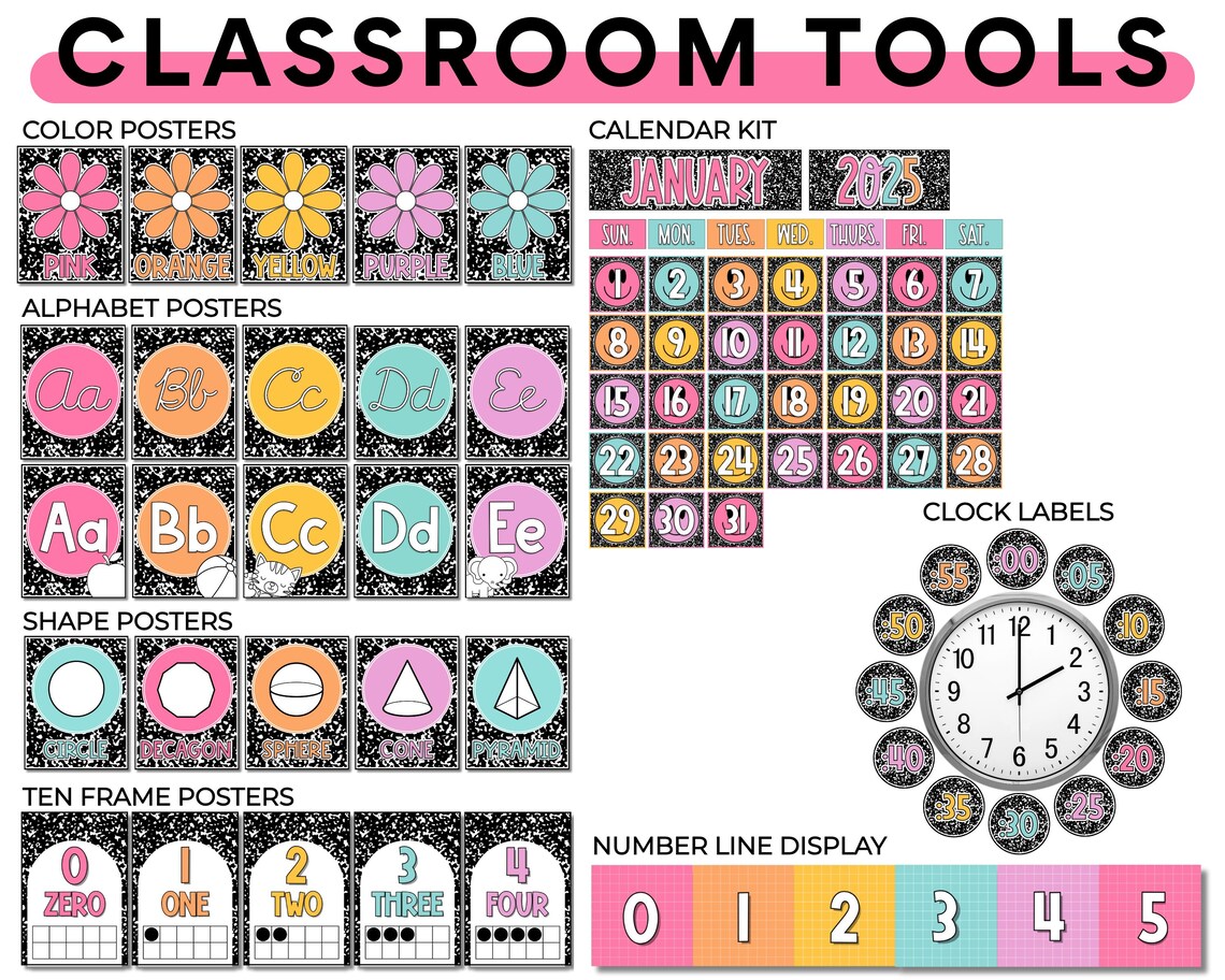 Composite Cutie Classroom Decor Bundle | Composition Notebook Classroom ...