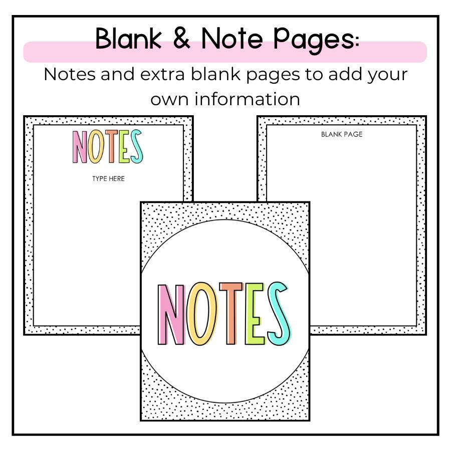 Substitute Binder Template | Spotty Rainbow | Editable | Classroom ...