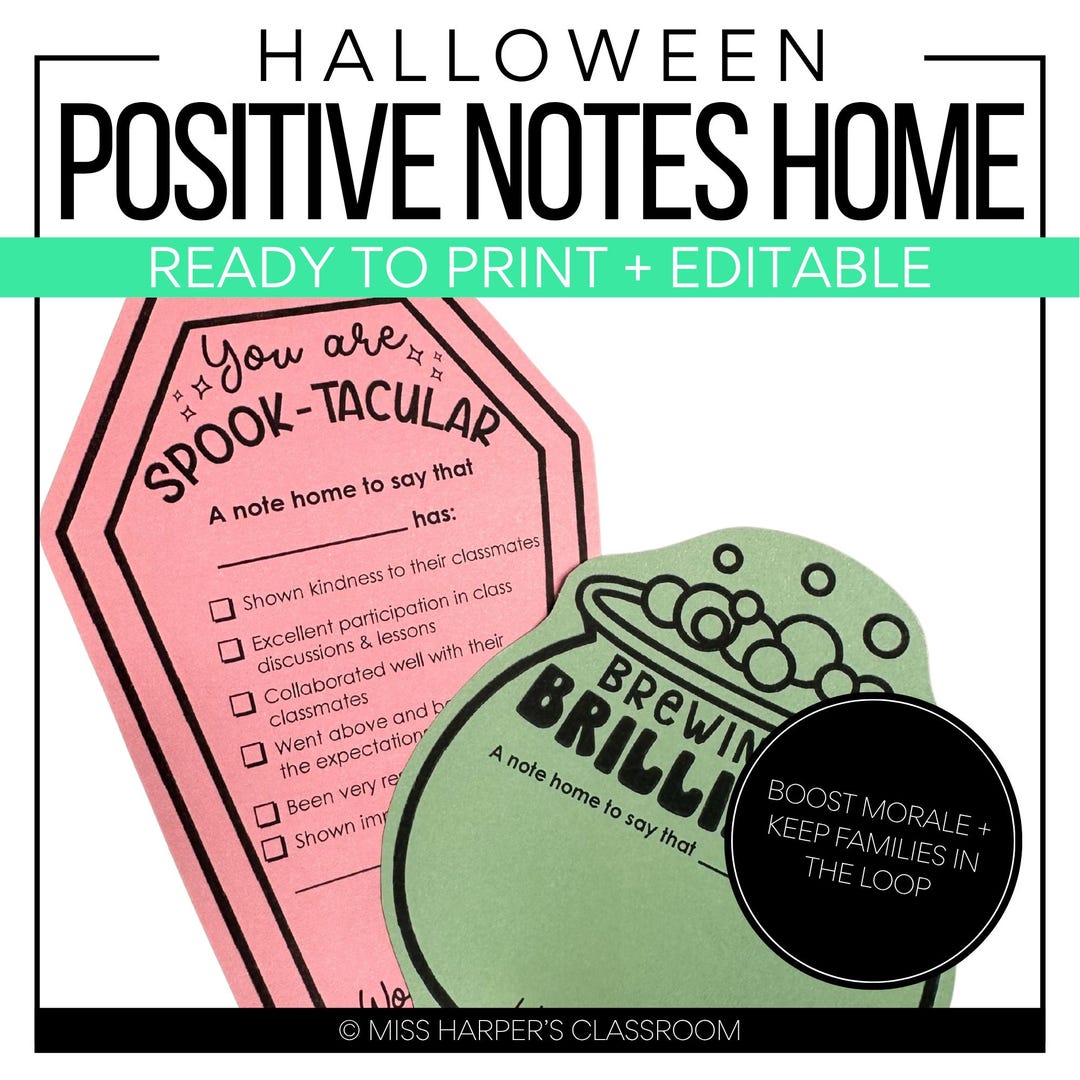 Halloween Positive Notes Home Digital Resource | Fall Parent ...