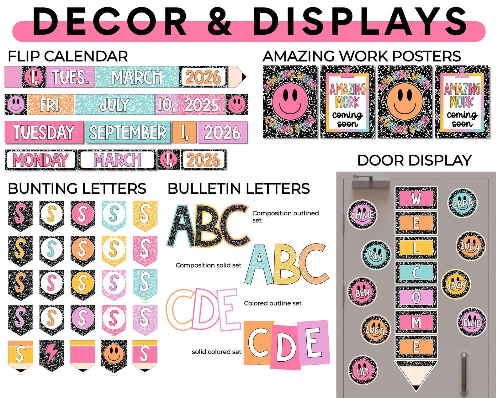 Composite Cutie Classroom Decor Bundle | Composition Notebook Classroom ...