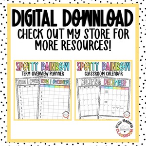Classroom Weekly Checklist Template Spotty Rainbow Editable Classroom ...