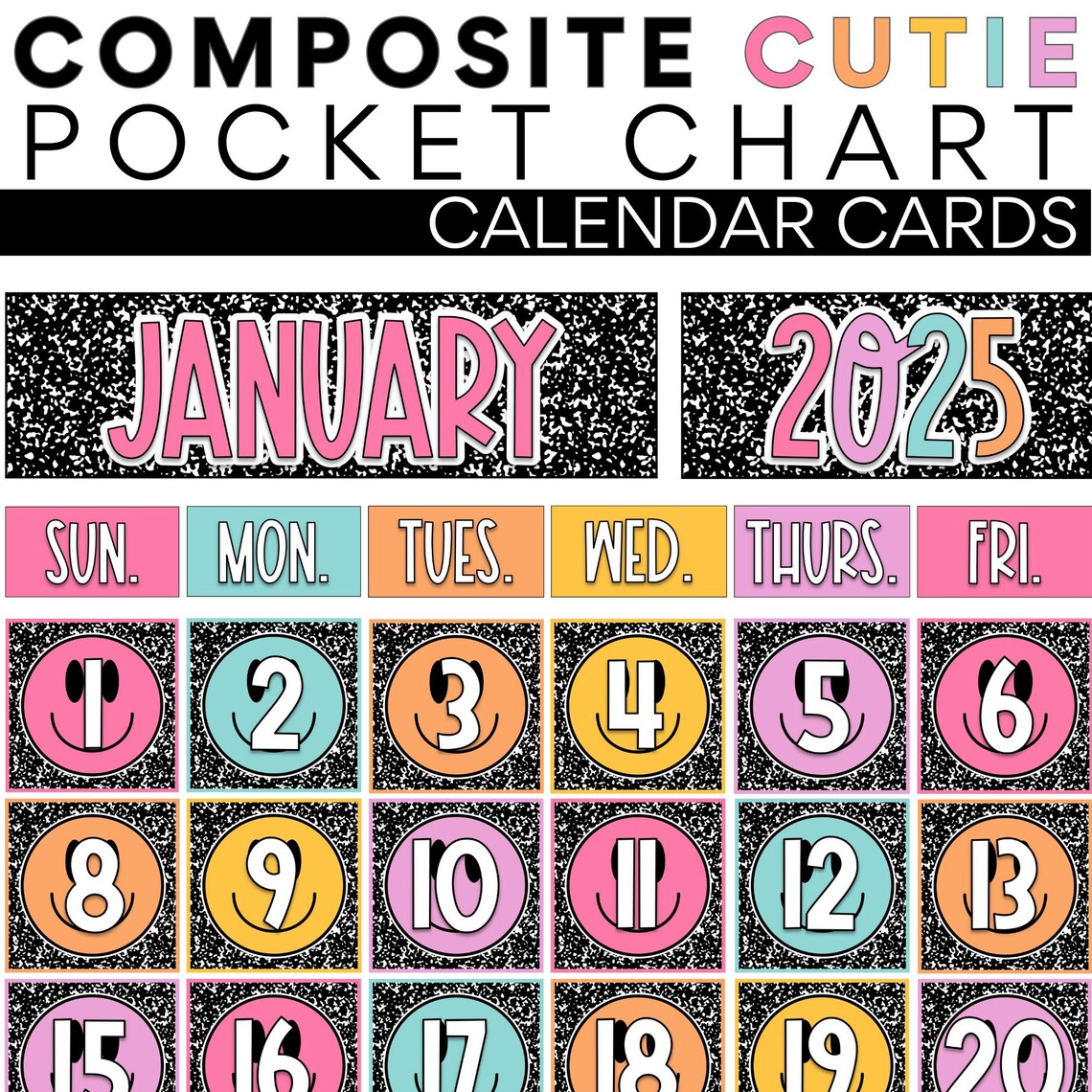 Editable Calendar Pocket Chart | Composite Cutie | Calendar Numbers and ...
