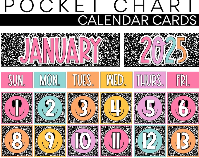 Editable Calendar Pocket Chart | Composite Cutie | Calendar Numbers and ...