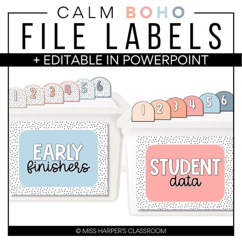 Student File Labels | Back to School | Calm Boho | Classroom Management ...