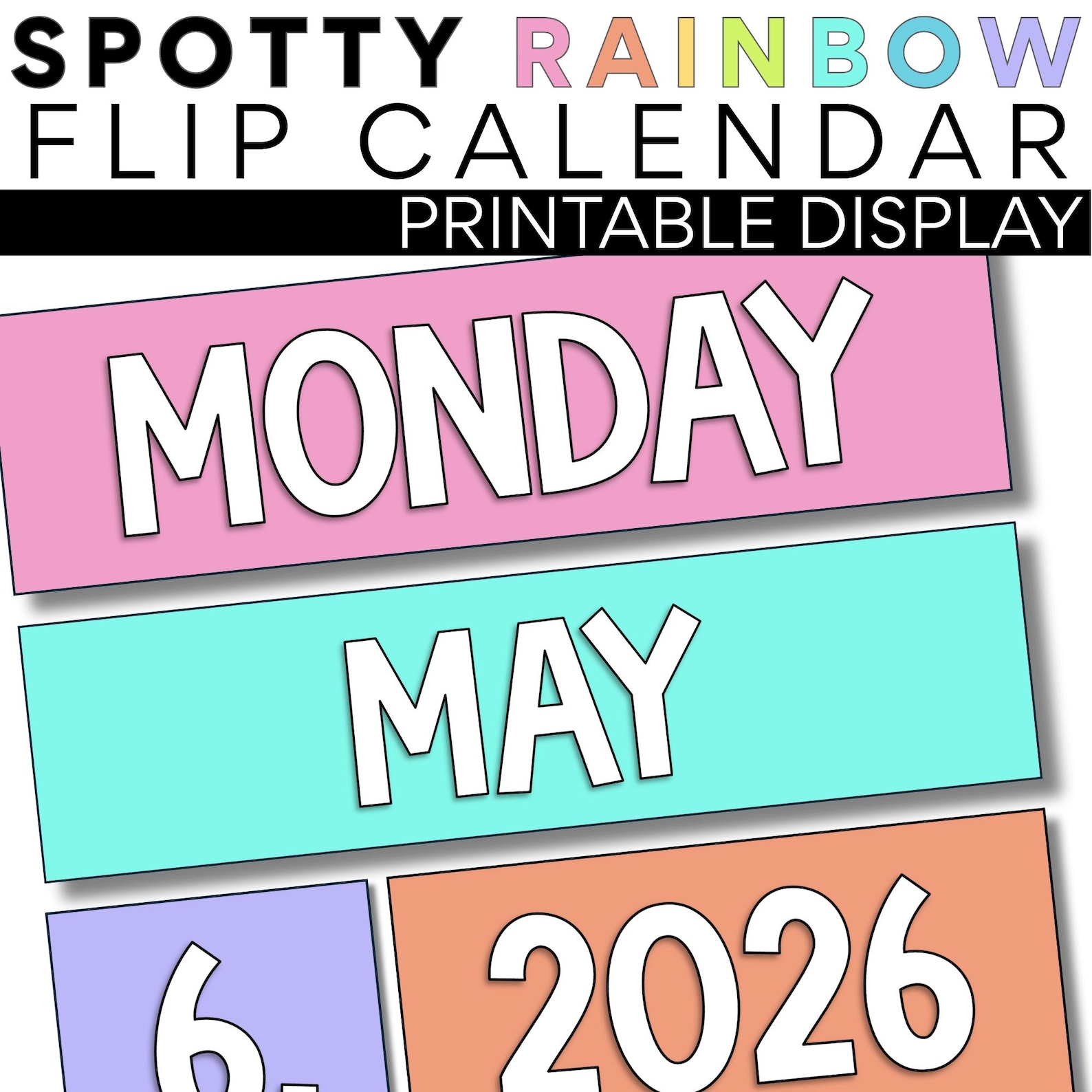 Flip Calendar Display | Spotty Rainbow | Classroom Management - Etsy