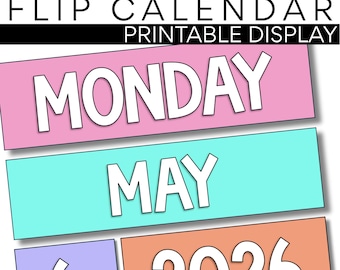Classroom Flip Calendar Display, Pastel Rainbow Classroom Decor ...