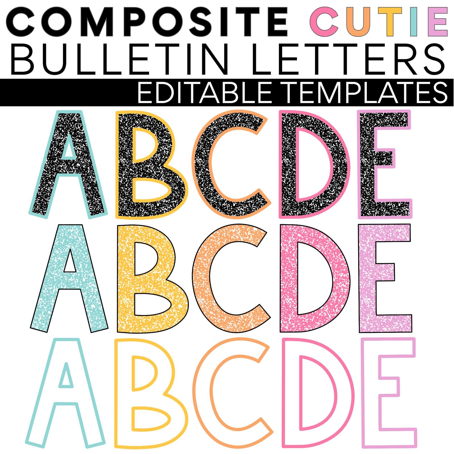 Bulletin Board Letters | Editable | Composite Cutie | Classroom ...