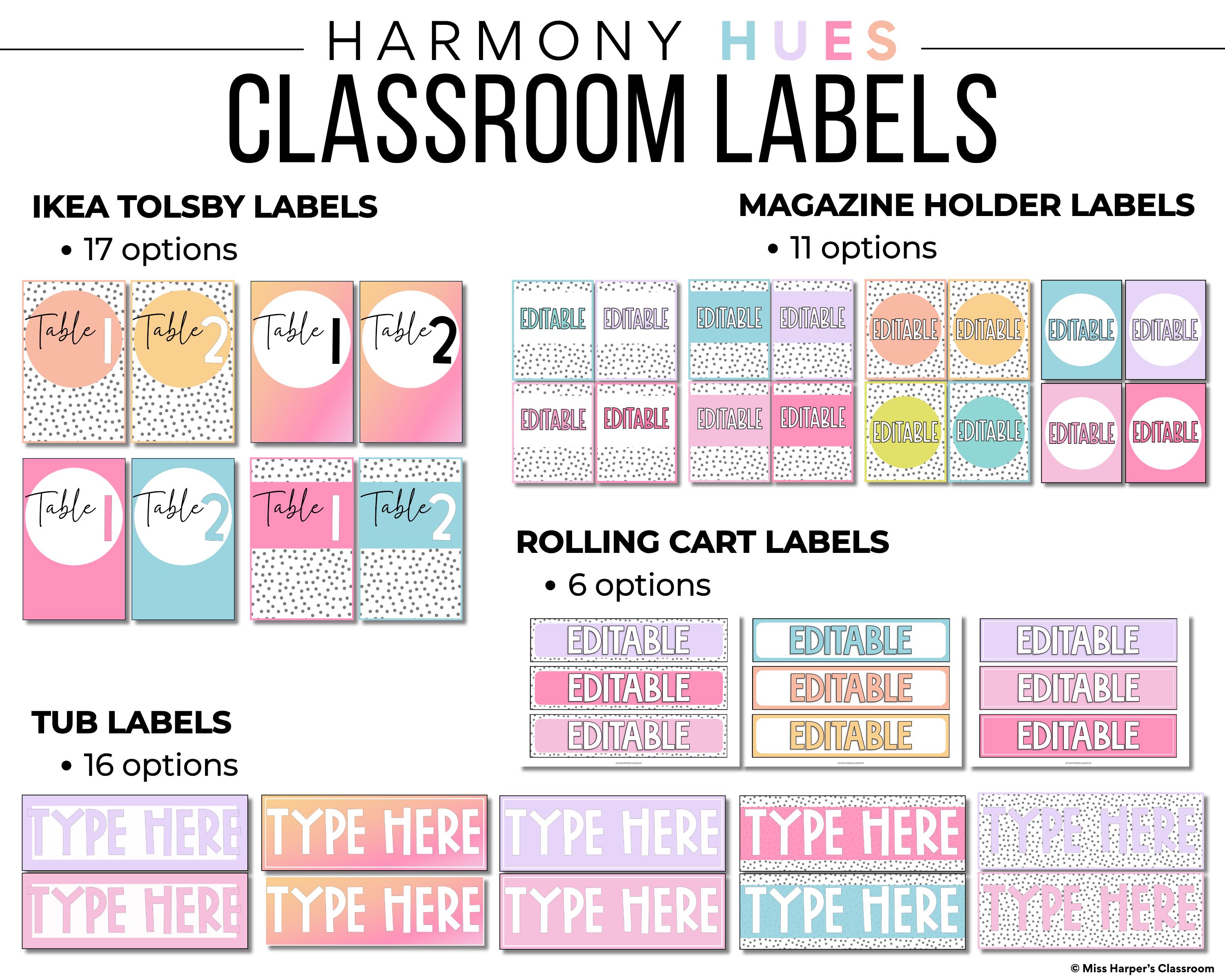 Classroom Labels | Editable | Harmony Hues | Book Bin Labels | Name ...