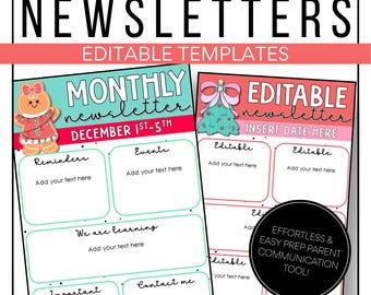 Christmas Classroom Newsletter Template | Editable December Newsletter ...