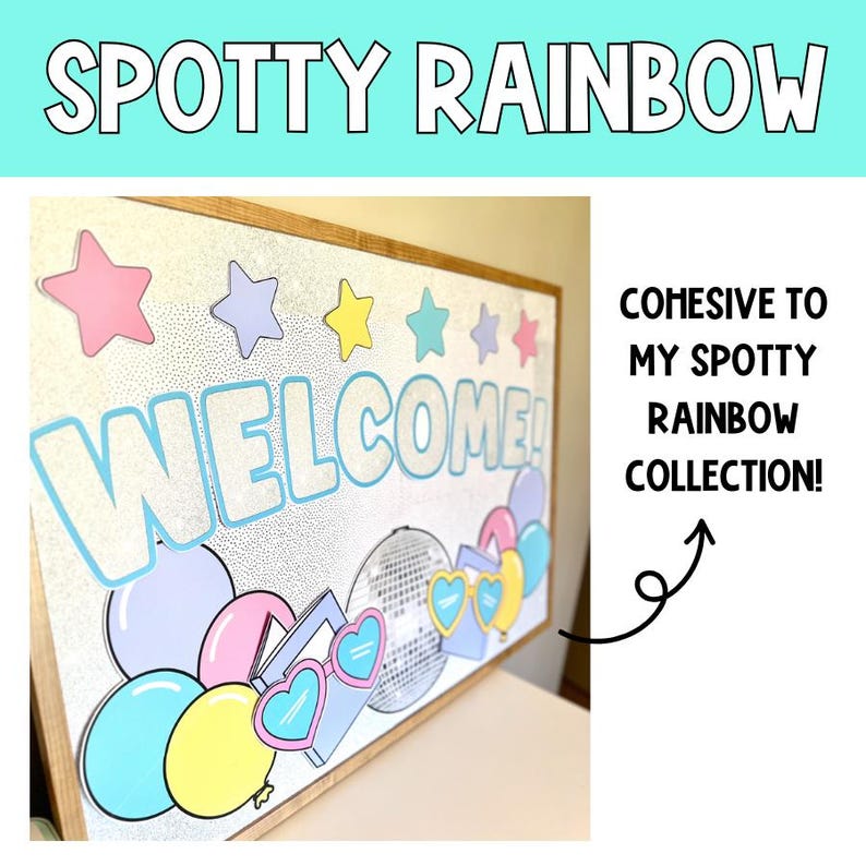 Back to School Bulletin Board Kit | Spotty Rainbow | Welcome | Seasonal ...