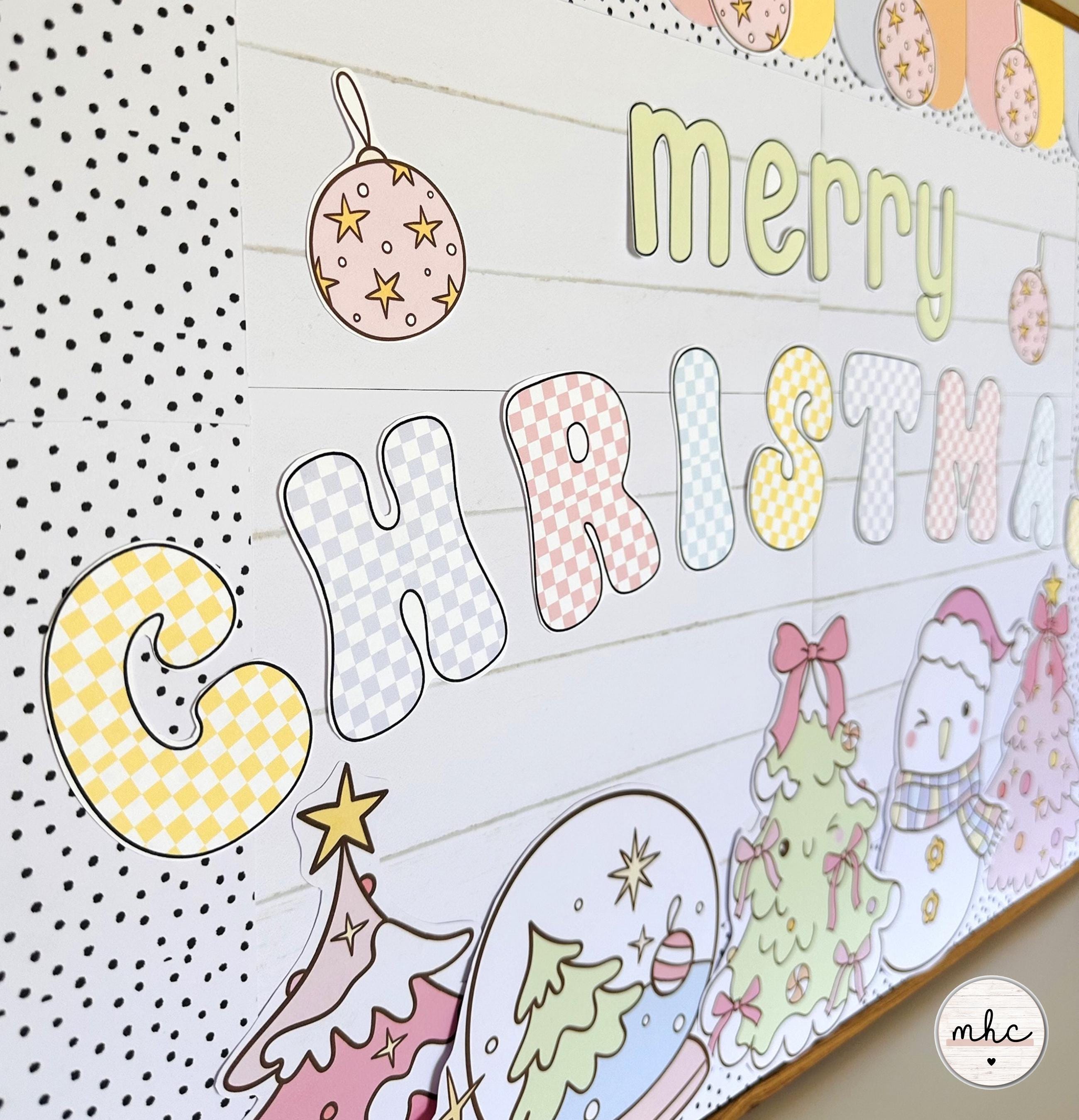 Christmas Bulletin Board Kit | Cute Pastel | Seasonal Classroom Decor ...