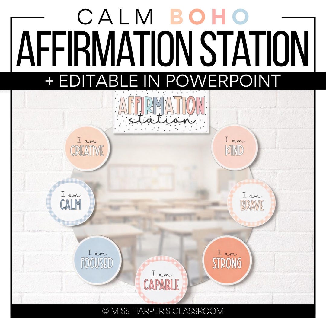 Calm Boho Affirmation Station | Editable Classroom Display (digital ...