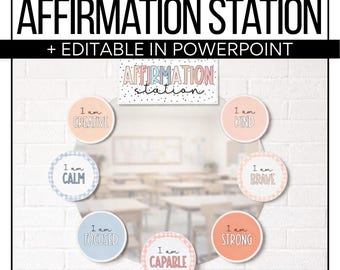 Calm Boho Affirmation Station | Editable Classroom Display (digital ...