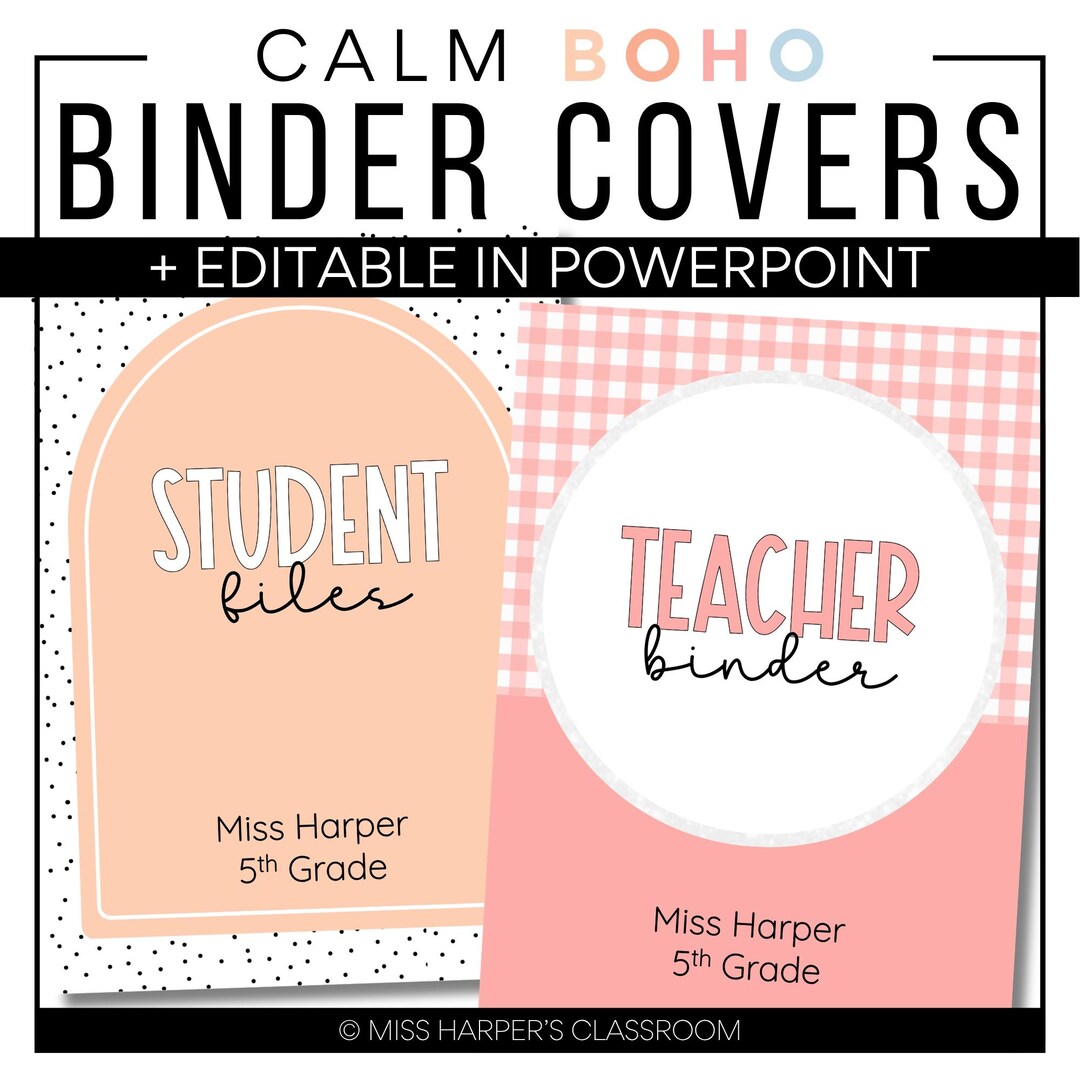 Calm Boho Binder Covers & Spines | Editable Classroom Decor (digital ...