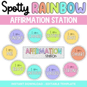 Affirmation Station | Spotty Rainbow | Classroom Display | Editable - Etsy
