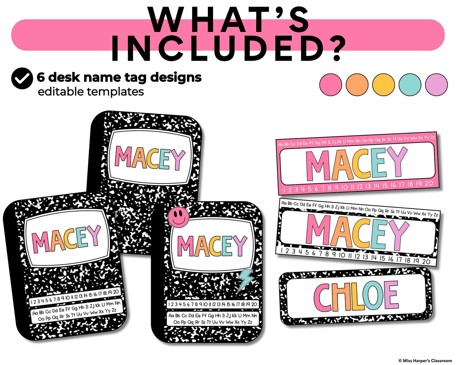 Composite Cutie Student Desk Name Tags | Composition Notebook Classroom ...
