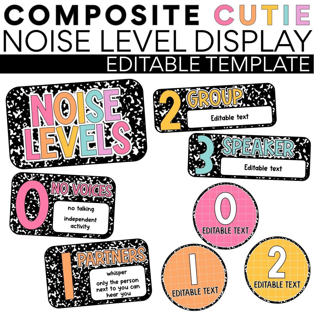 Noise Level Display Editable | Digital Resource | Composition Notebook ...