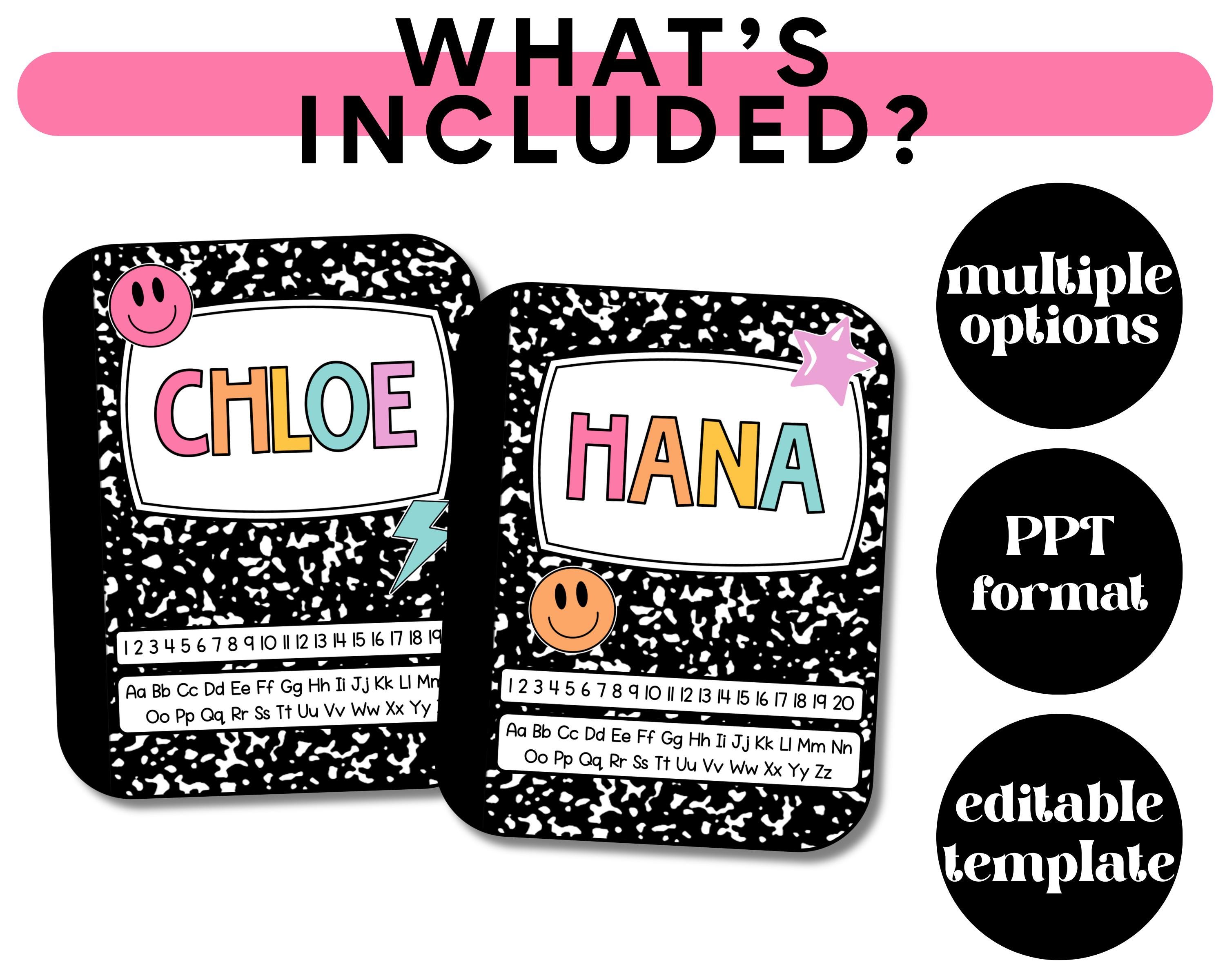 Composite Cutie Student Desk Name Tags | Composition Notebook Classroom ...