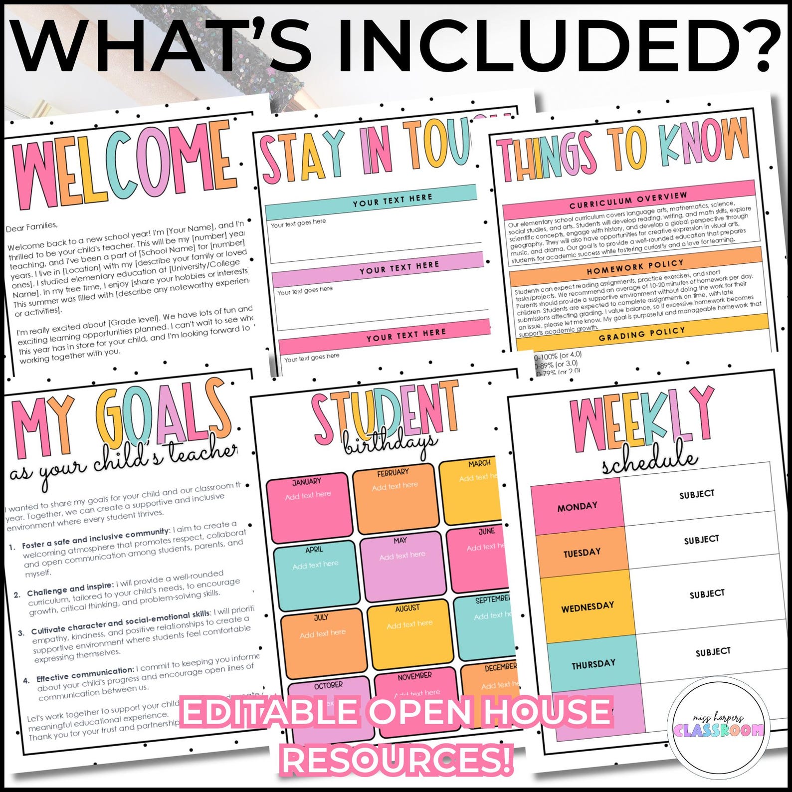 Open House Survival Kit & Forms | Meet the Teacher Night | Open House ...