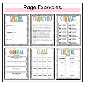 Substitute Binder Template | Spotty Rainbow | Editable | Classroom ...