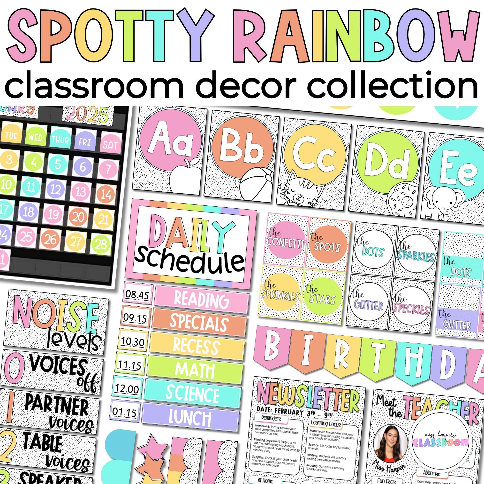 Classroom Decor Set | Spotty Rainbow | Editable | GROWING BUNDLE ...
