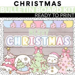 Christmas Bulletin Board Kit | Cute Pastel | Seasonal Classroom Decor ...