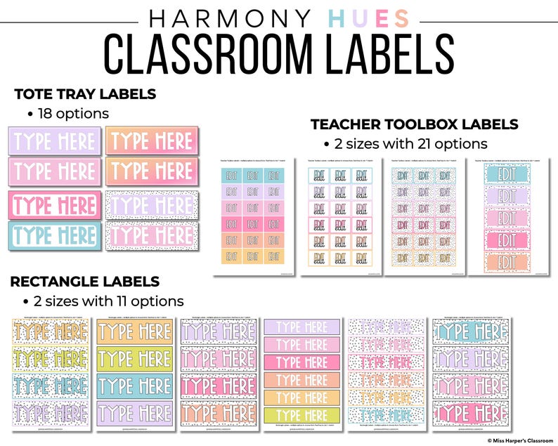 Classroom Labels | Editable | Harmony Hues | Book Bin Labels | Name ...