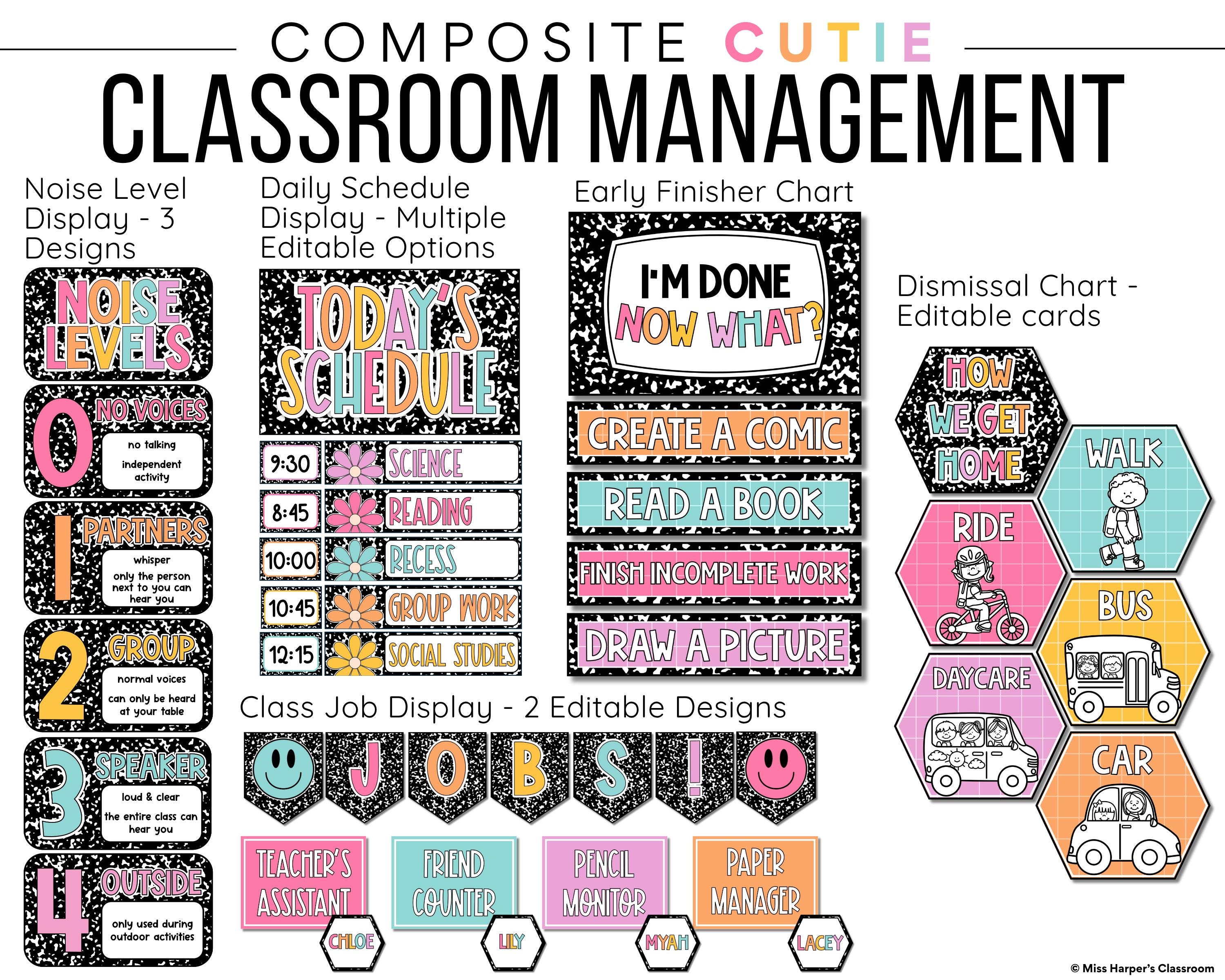 Composition Notebook Classroom Decor Bundle | Elementary, Editable ...