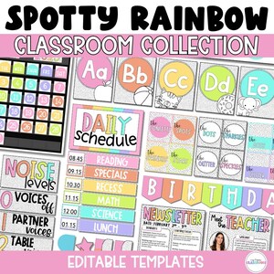 Classroom Decor Set | Spotty Rainbow | Editable | GROWING BUNDLE ...