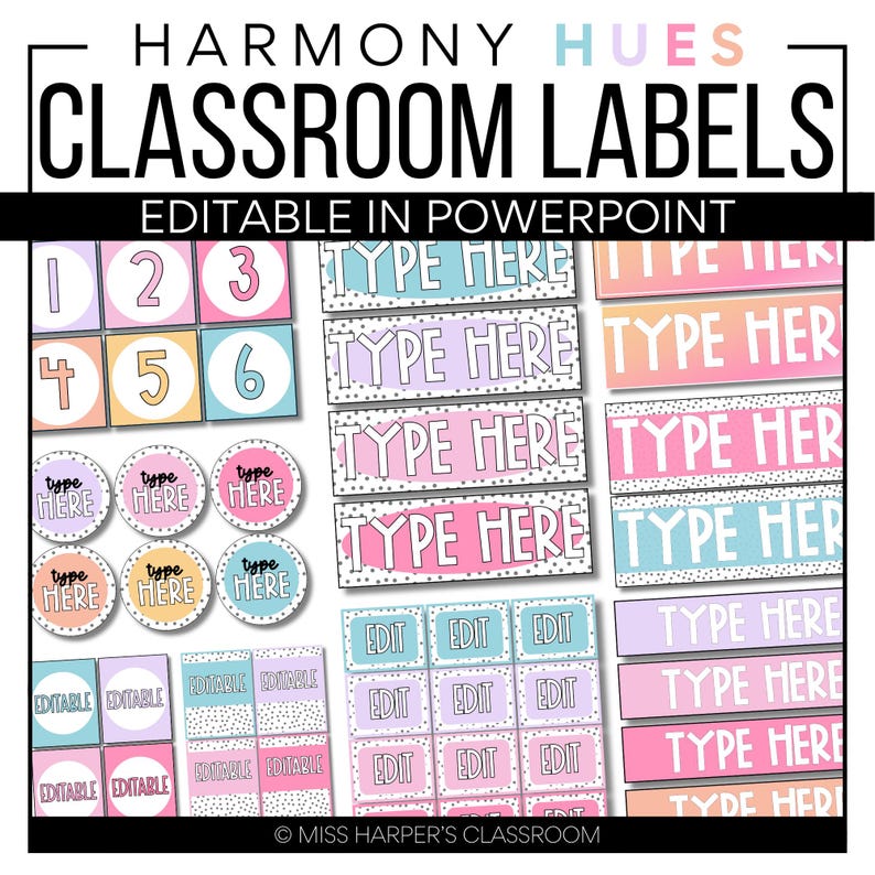 Classroom Labels | Editable | Harmony Hues | Book Bin Labels | Name ...
