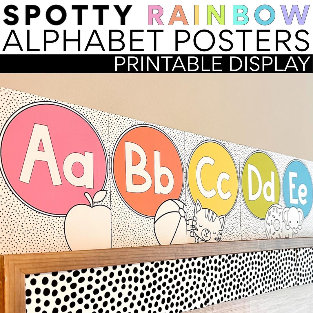 Alphabet Posters | Spotty Rainbow | Classroom Display - Etsy