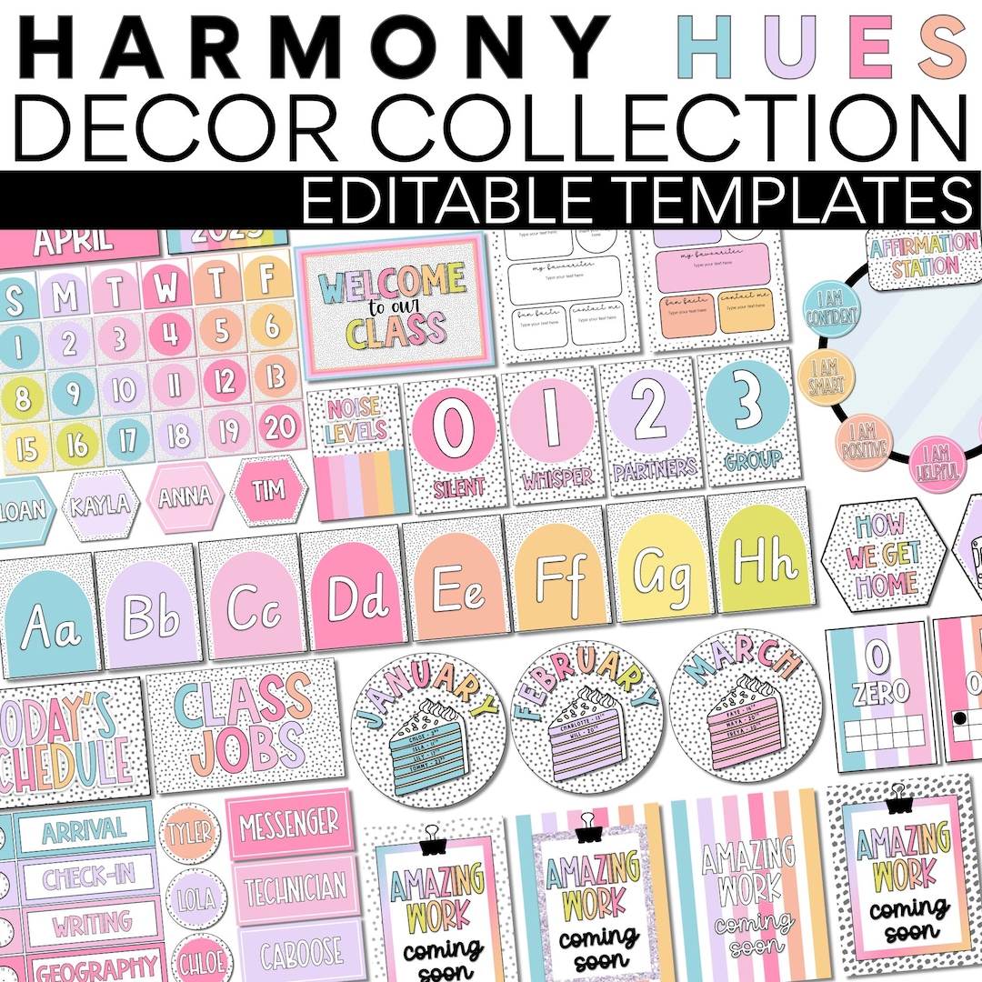 Harmony Hues Classroom Decor Bundle | Elementary Spotty Pastel ...