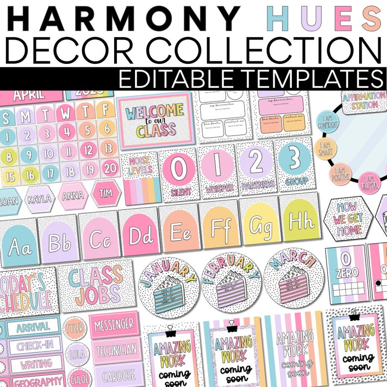 Harmony Hues Classroom Decor Bundle | Elementary Spotty Pastel ...