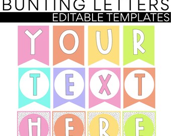 RAINBOW BRIGHTS Bunting Letters & Welcome Banner | Editable | Rainbow ...