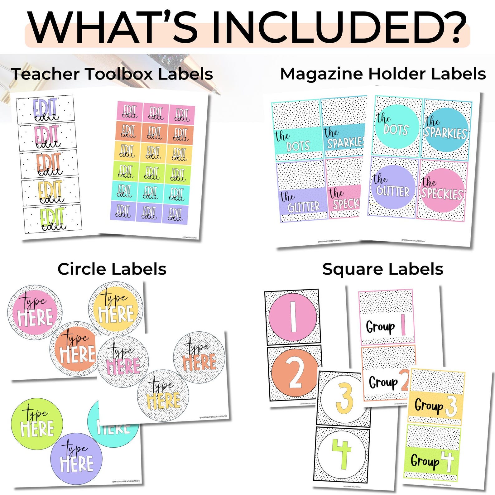 Classroom Labels | Editable | Spotty Rainbow | Classroom Management - Etsy